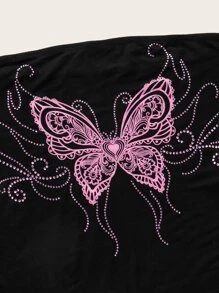 SHEIN ICON 90s Butterfly Print Rhinestone Tube Y2k Top | SHEIN USA