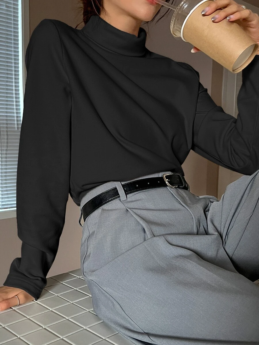 DAZY Solid Mock Neck Tee | SHEIN USA