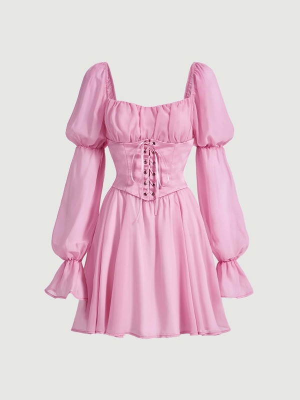 SHEIN MOD Ruched Bust Gather Sleeve Dress | SHEIN USA