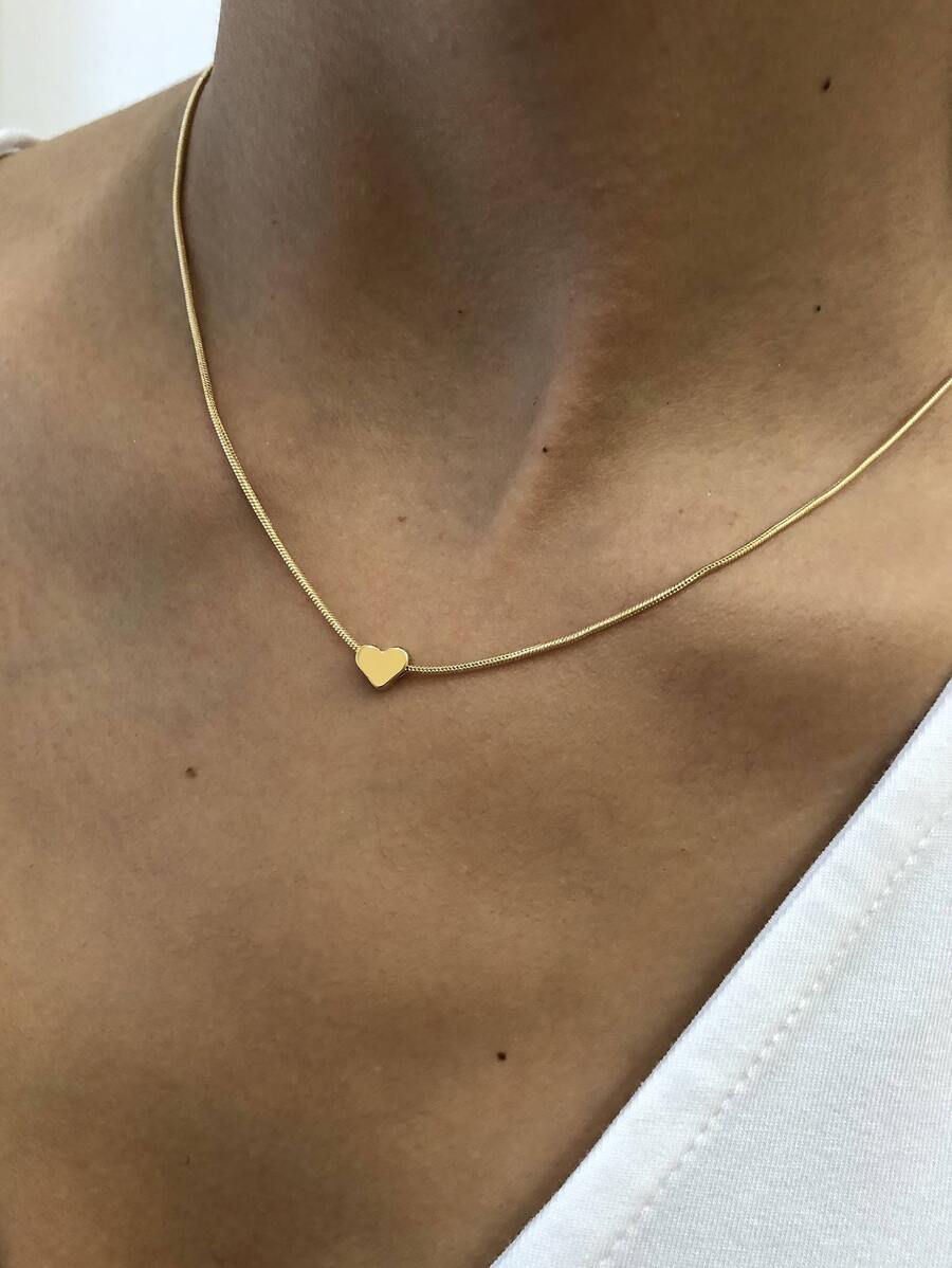 1pc Simple Heart Shaped Collarbone Chain Necklace, Women's Daily/Date ...