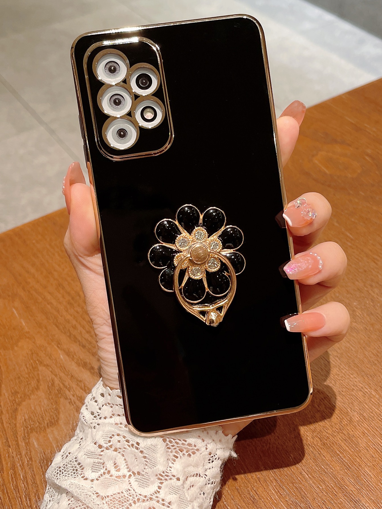 Contrast Frame Phone Case With Ring Holder