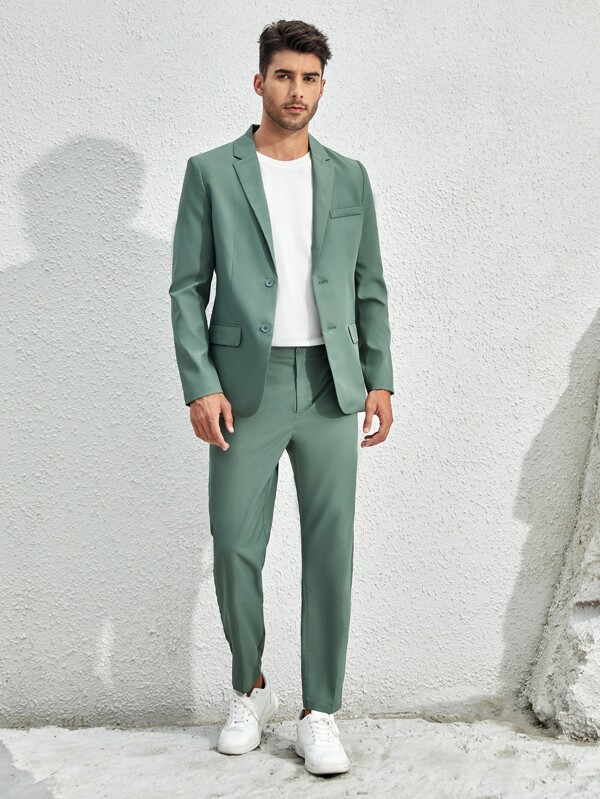 Manfinity Mode Homme Blazer unicolore col à revers | Mode en ligne ...