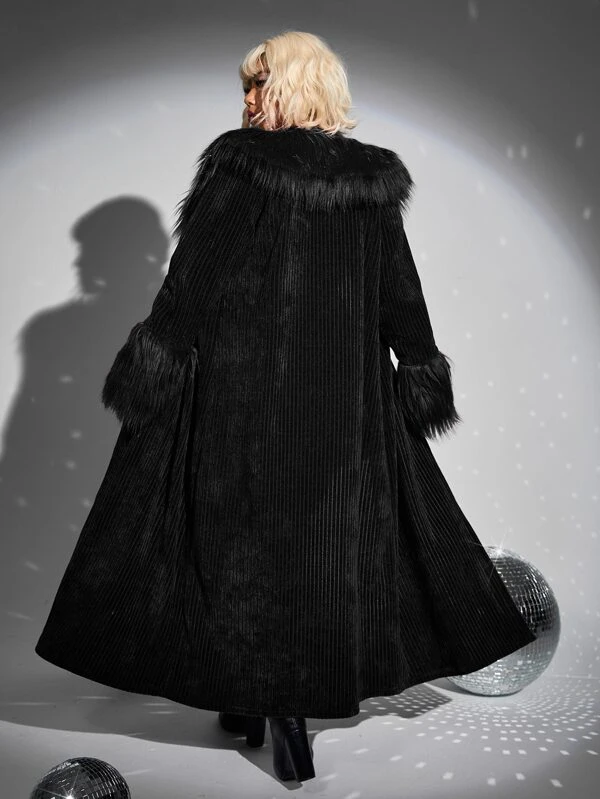 Is That The New Plus Fuzzy Trim Open Front Coat ??| ROMWE USA