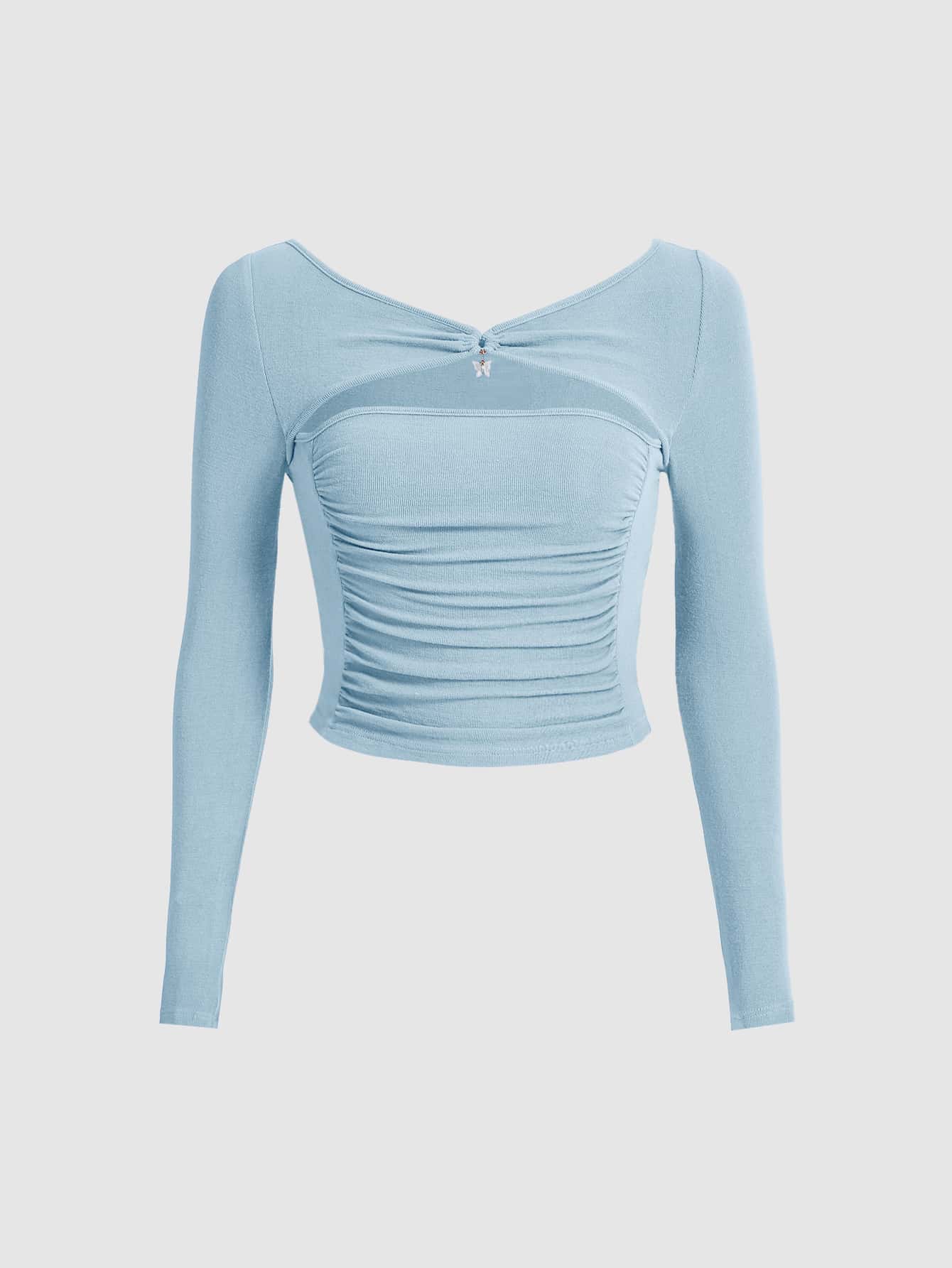 SHEIN MOD Ruched Front Cut Out Crop Tee | SHEIN USA