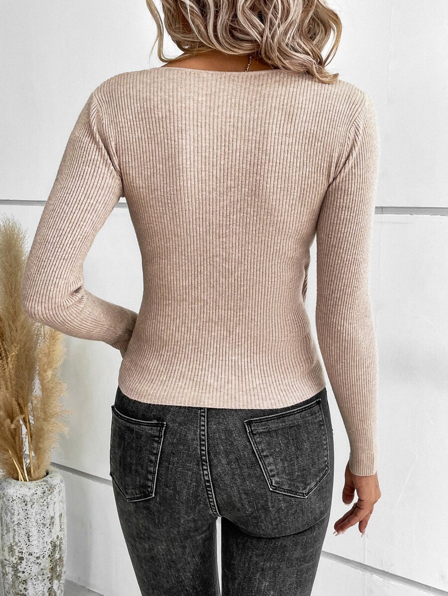 SHEIN Clasi Jersey tejido de canalé cruzado | Mode de Mujer | SHEIN España