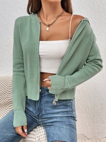 Zip Up Ribbed Knit Cardigan | SHEIN USA