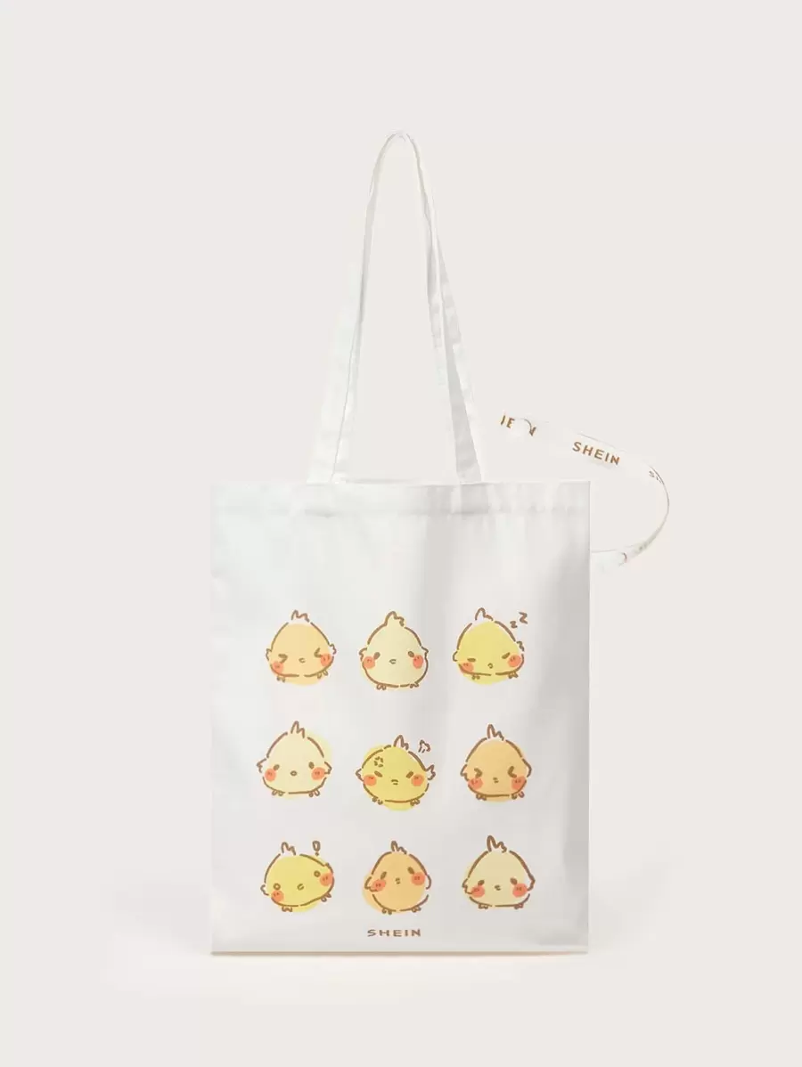 SHEIN Cartoon Graphic Canvas Tote Bag | SHEIN USA