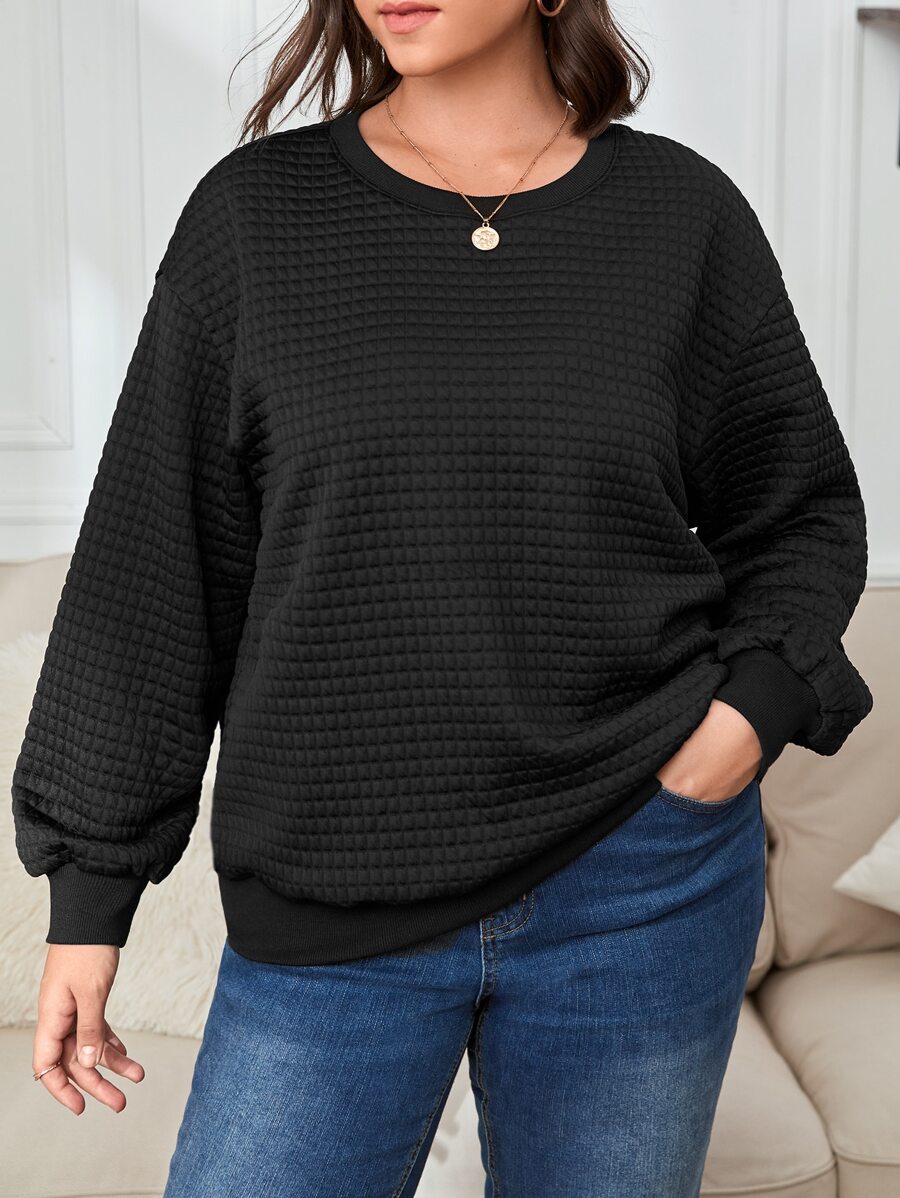 SHEIN Essnce Plus Solid Drop Shoulder Sweatshirt | SHEIN EUR