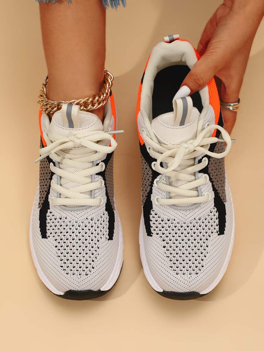 Color Block Lace-Up Front Running Shoes, Occasions Of Golf Multicolor ...