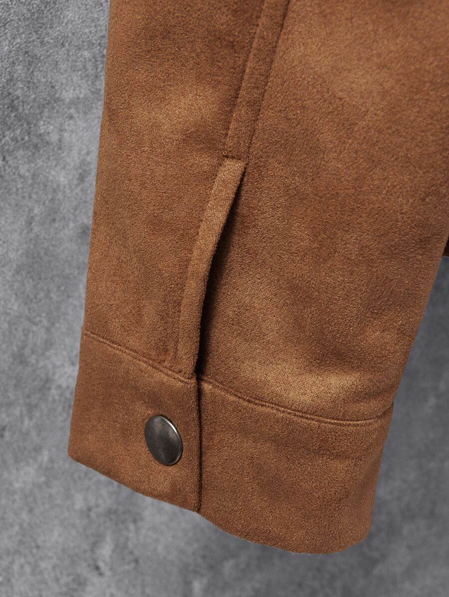 Manfinity Mode Men Zip Up Suedette Jacket, Motorcycle Jacket, Plain ...