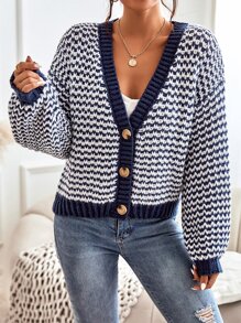 Allover Pattern Drop Shoulder Cardigan | SHEIN USA