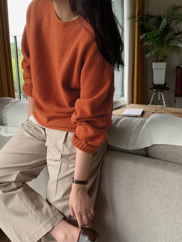 DAZY Jersey unicolor de manga raglán | Mode de Mujer | SHEIN España