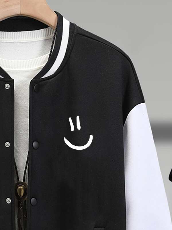 Manfinity Hypemode Men 1pc Expression Print Colorblock Drop Shoulder ...