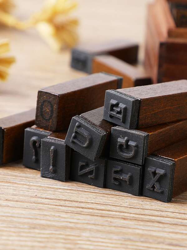 ختم خشبي بتصميم عبارة عشوائي قطعة واحدة | شي إن