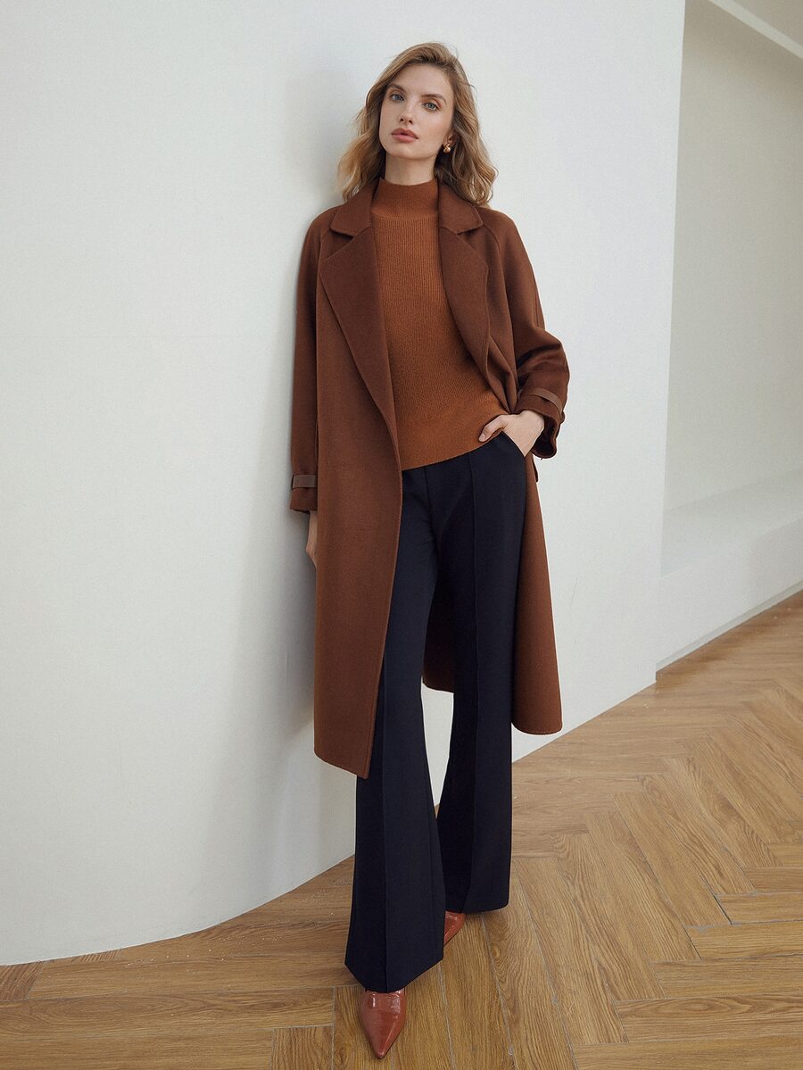 MOTF PREMIUM WOOL-MIX BELTED WRAP OVERCOAT | SHEIN UK