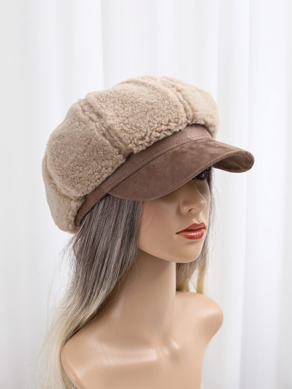 Fuzzy Panel Baker Boy Cap | SHEIN USA
