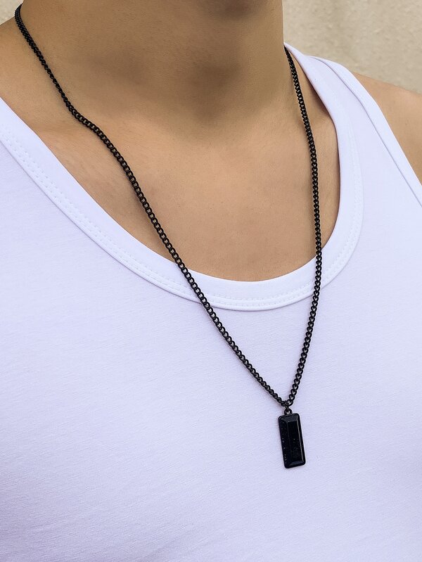 Fashionable and Popular Men Rectangle Pendant Necklace for Jewelry Gift ...