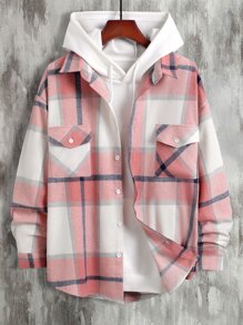 Manfinity Hypemode Men 1pc Plaid Flap Pocket Drop Shoulder Collar Shirt | SHEIN USA