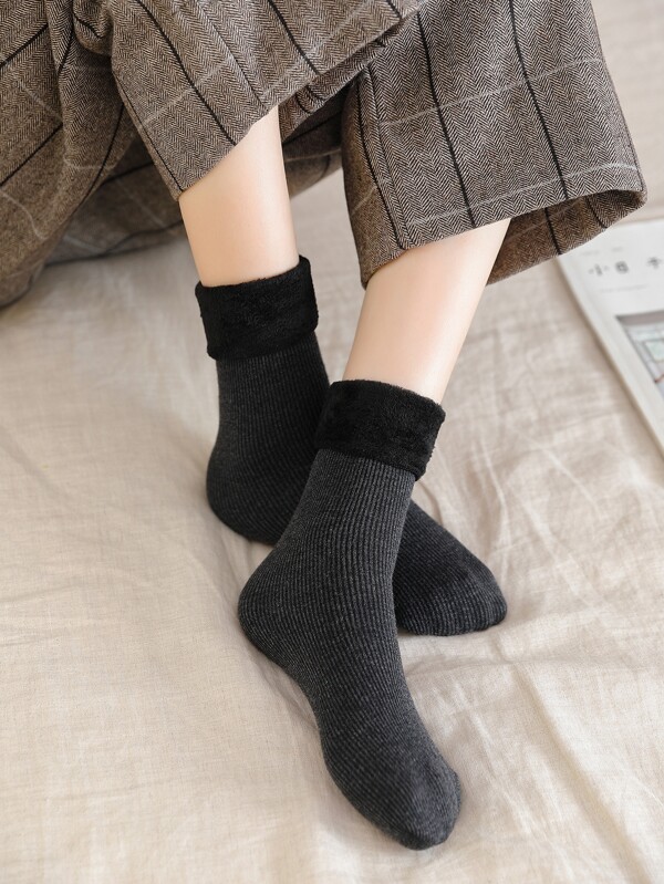 5pairs Solid Black & Grey Crew Socks | SHEIN USA
