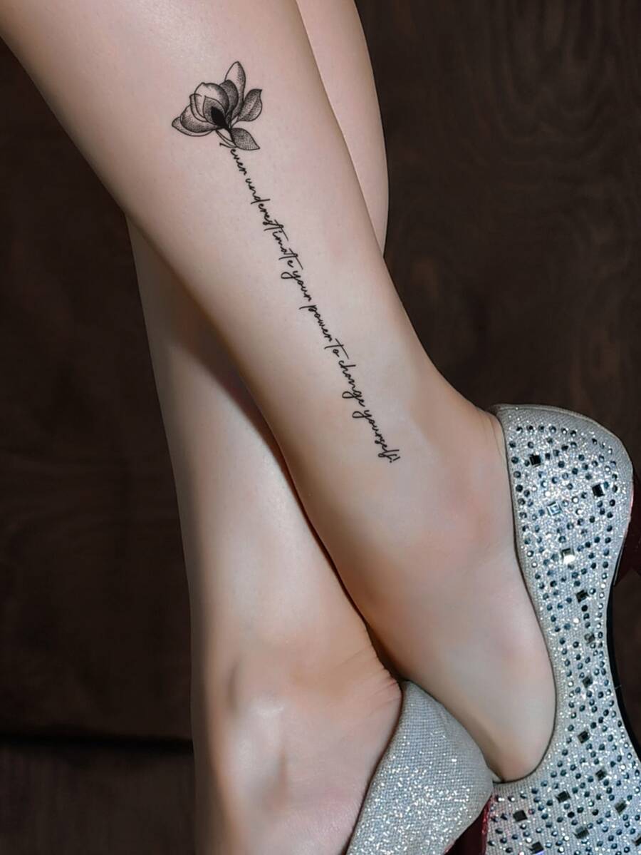 1pc Floral English Character Pattern Temporary Tattoo Sticker | SHEIN UK