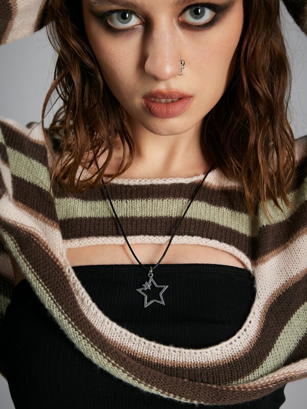 ROMWE Grunge Punk Star Charm Necklace | SHEIN USA