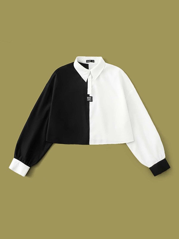 Shein Ezwear Plus Two Tone Drop Shoulder Crop Top Shein Usa