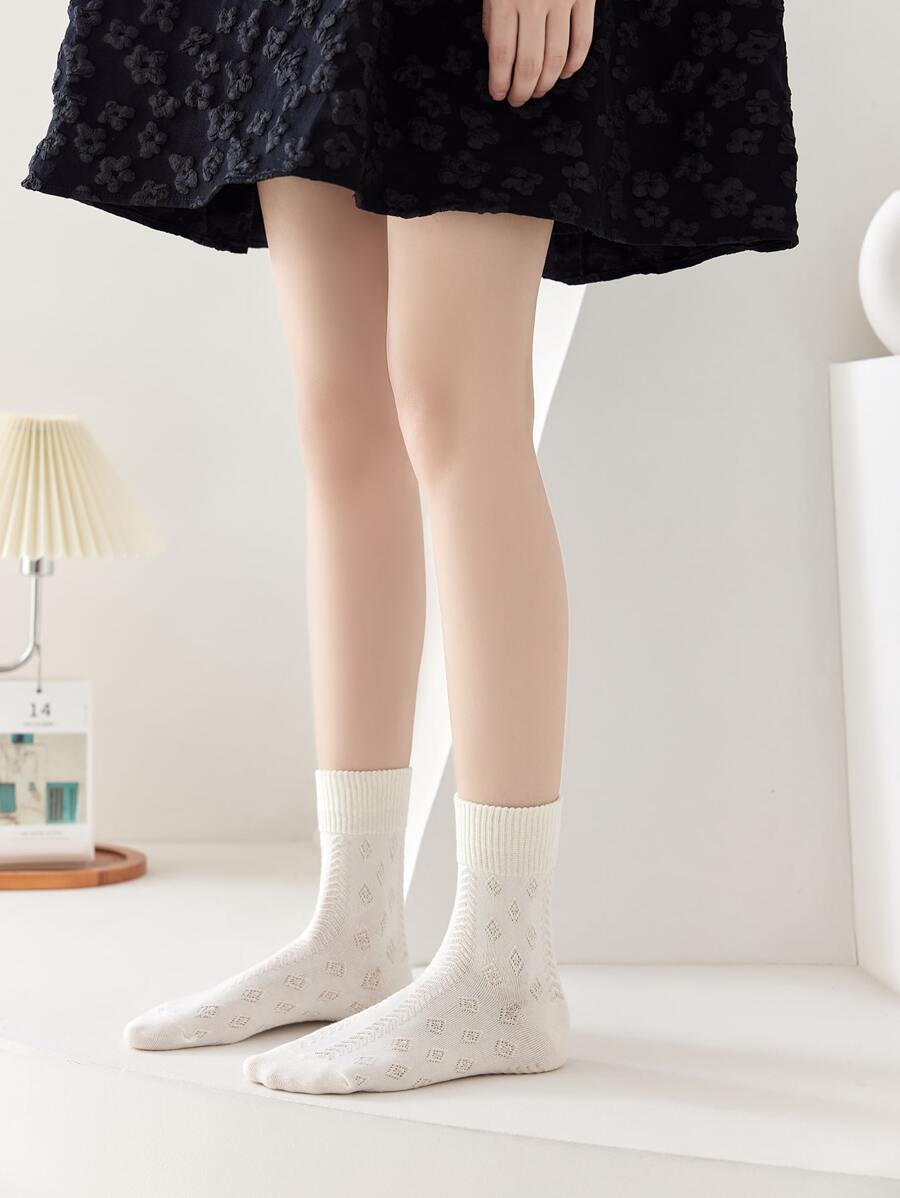 6pairs Solid Textured Slouch Crew Socks | SHEIN USA