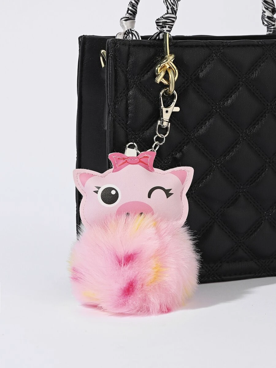 Pink Cartoon Pig Design Bag Charm Pom Pom Decor | SHEIN USA