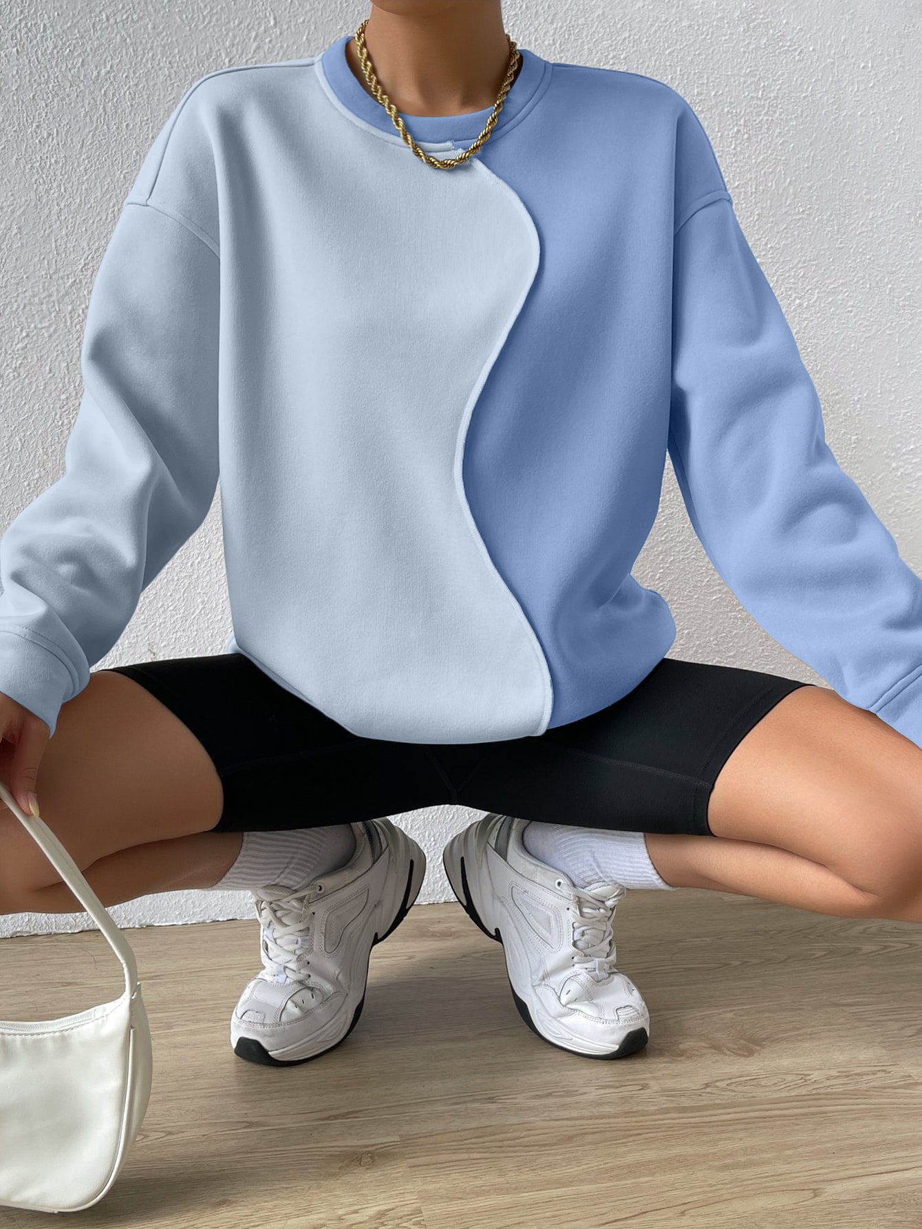 Two Tone Drop Shoulder Sweatshirt