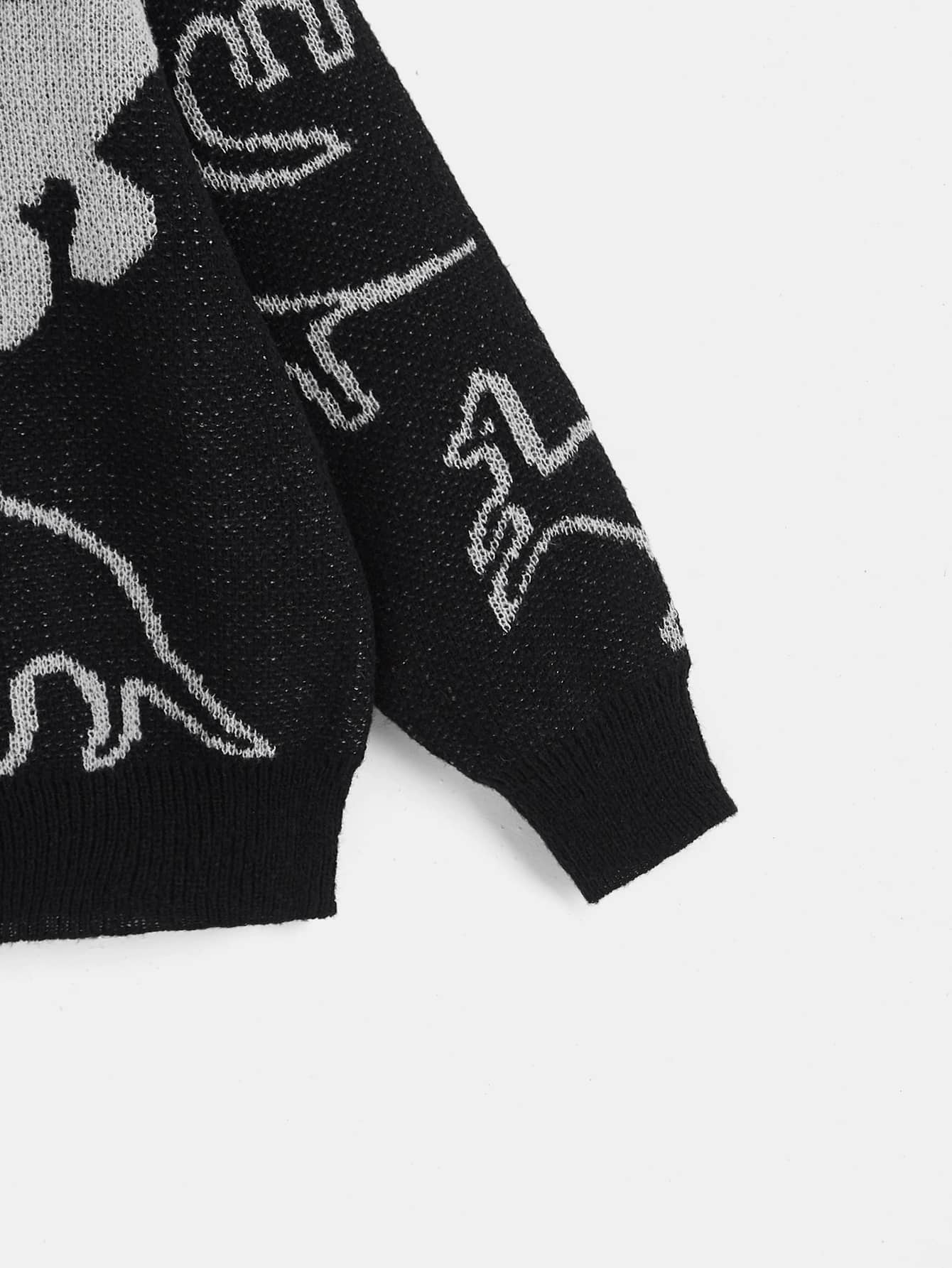 SHEIN Qutie Plus Dinosaur Pattern Drop Shoulder Jumper | SHEIN UK