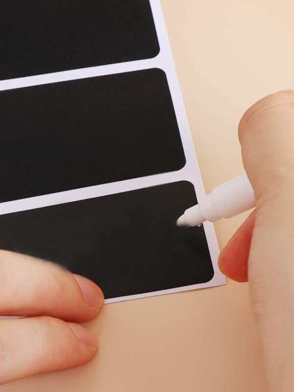 Black Blank DIY Stickers Waterproof Writing Stickers Reusable Blank ...