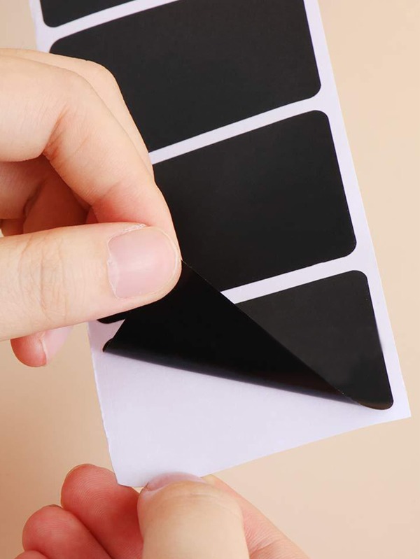 Black Blank DIY Stickers Waterproof Writing Stickers Reusable Blank ...