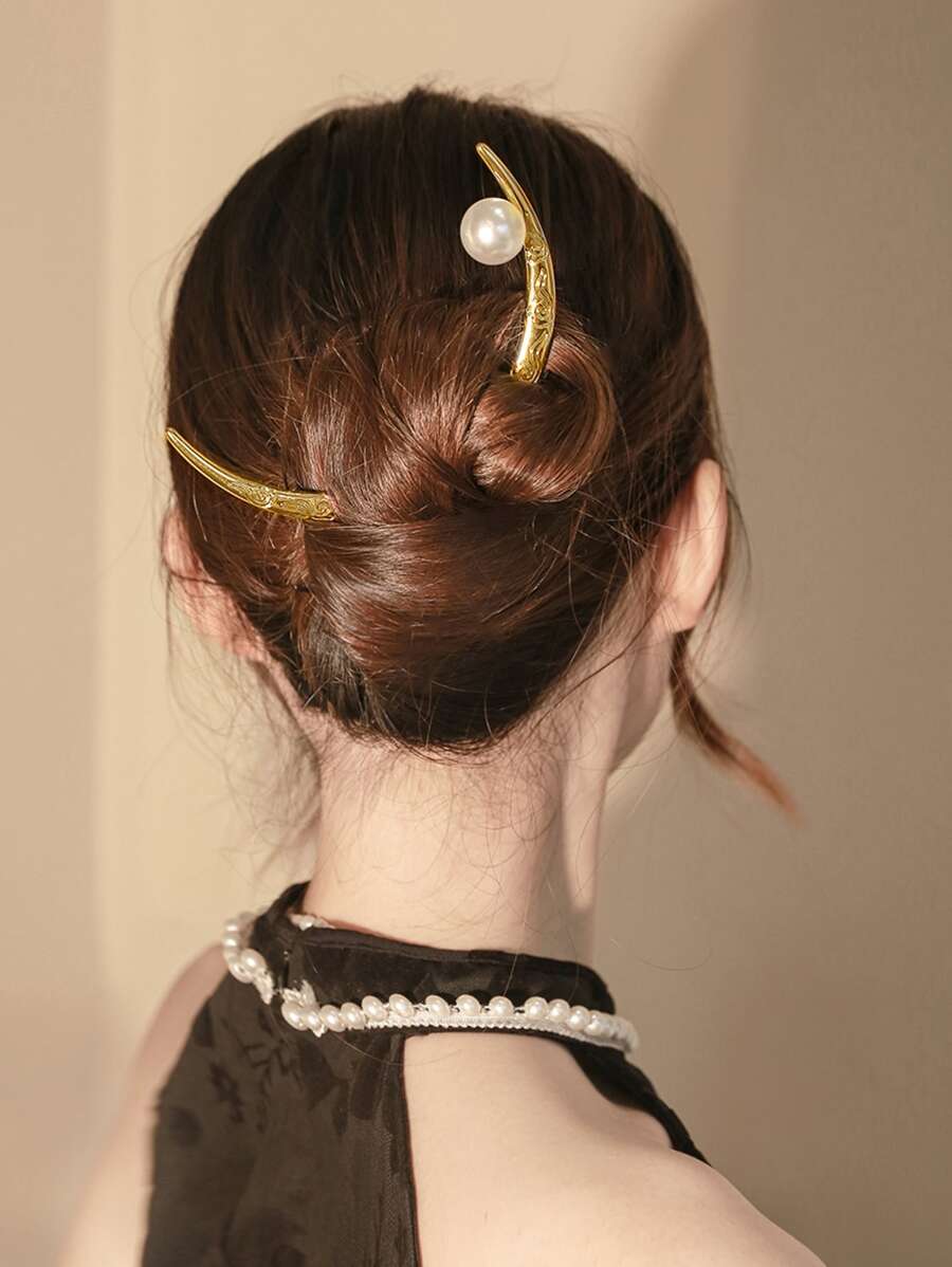 Faux Pearl Decor Moon Design Hair Pin | SHEIN USA