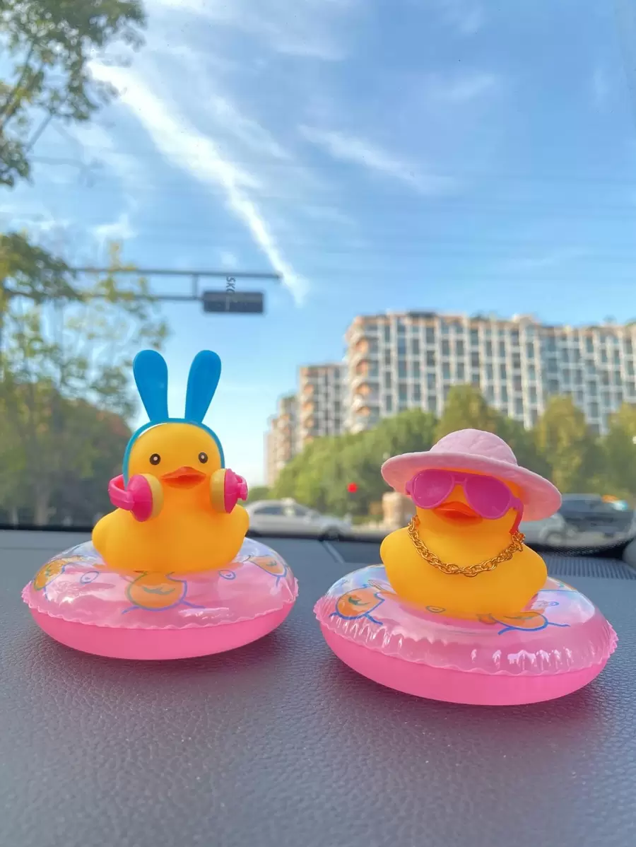2pcs Cartoon Duck Design Car Ornament, Rubber Duck | SHEIN USA