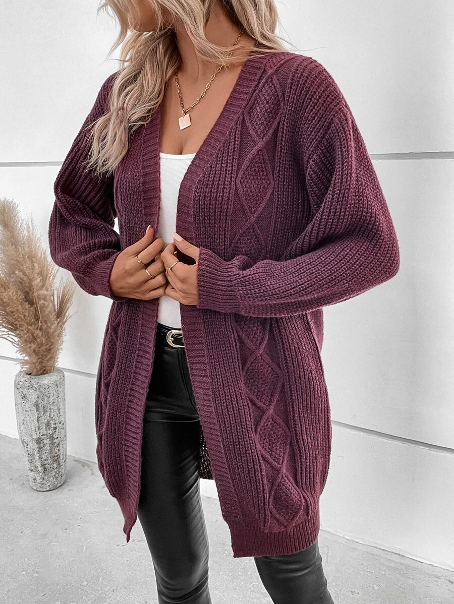 Drop Shoulder Ribbed Knit Duster Cardigan | SHEIN USA