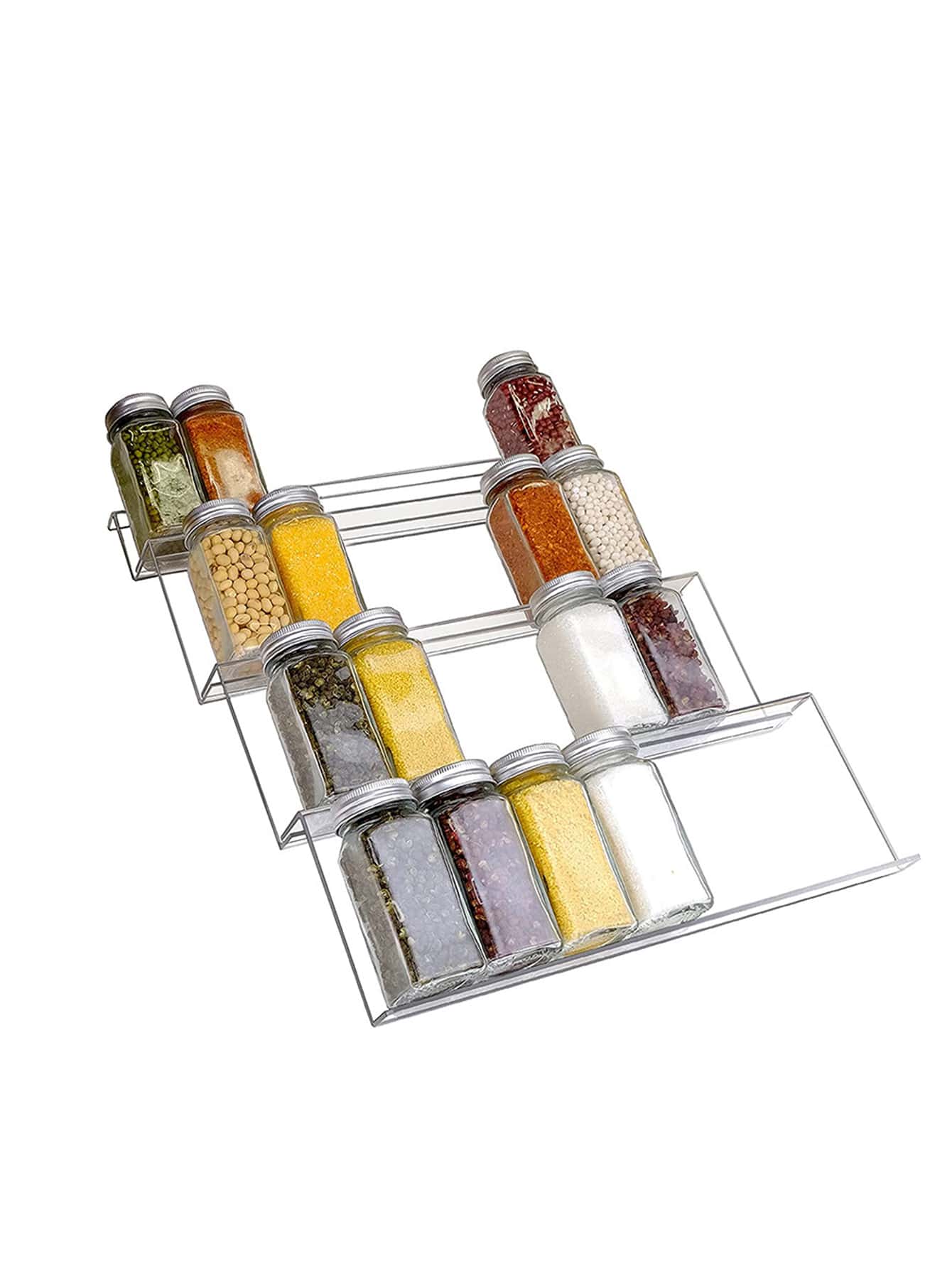 4 Layer Spice Drawer Organizer Adjustable Acrylic Spice Jars Rack Tray ...
