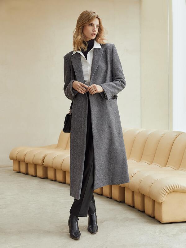MOTF PREMIUM WOOL-MIX STRAIGHT BELTED OVERCOAT | SHEIN USA