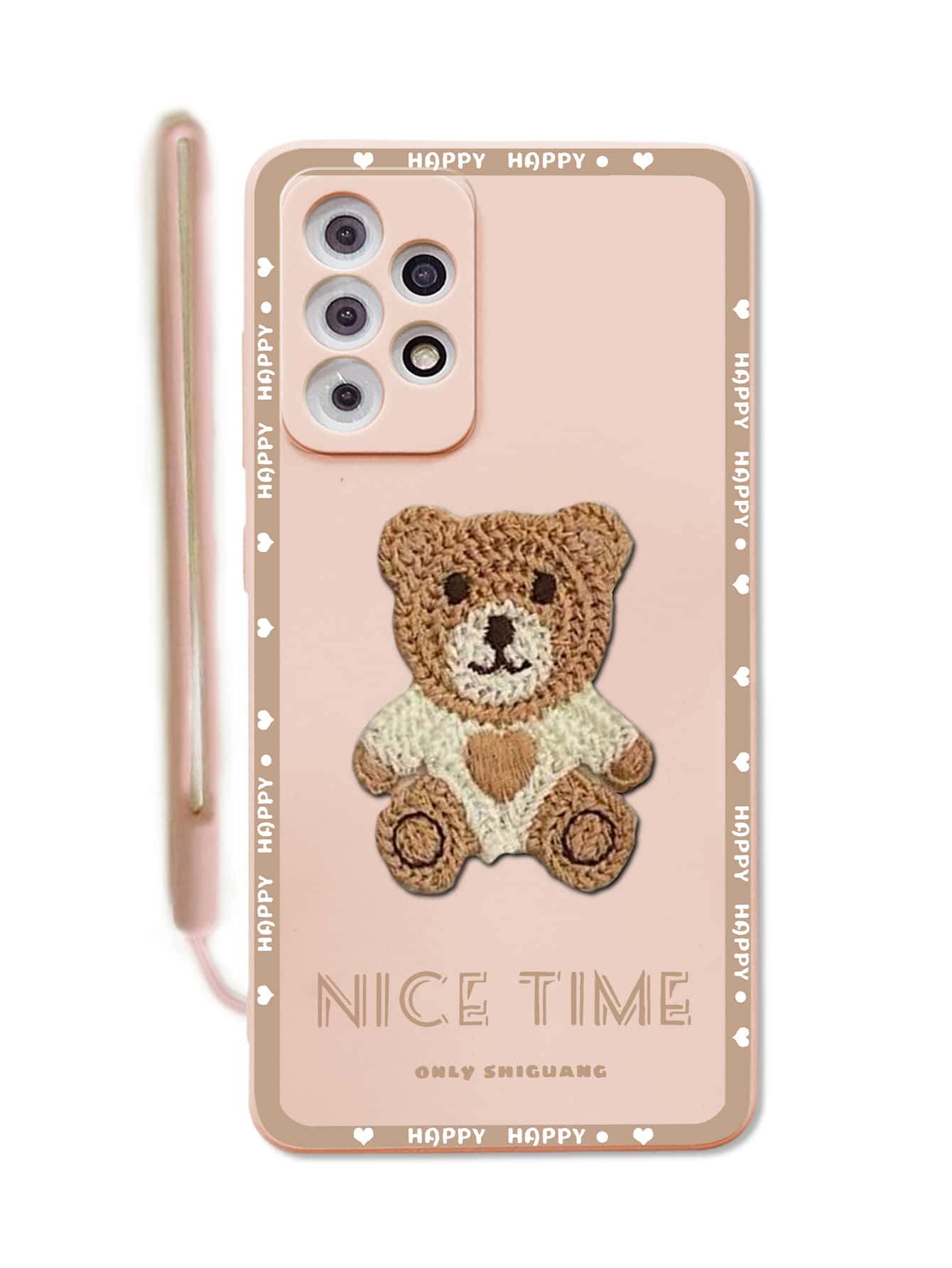 Coque de téléphone à motif ours avec lanière, compatible avec iPhone15/15Plus/15Pro/15Promax ...