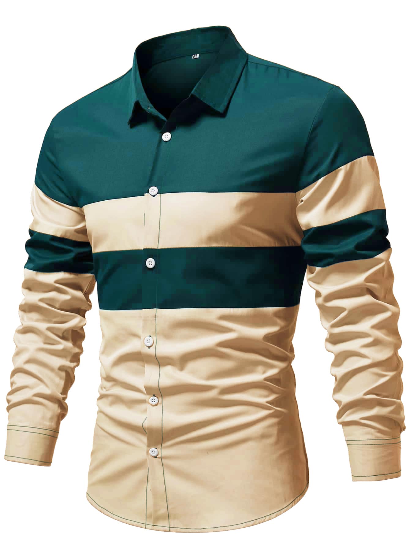Men Two Tone Button Up Shirt