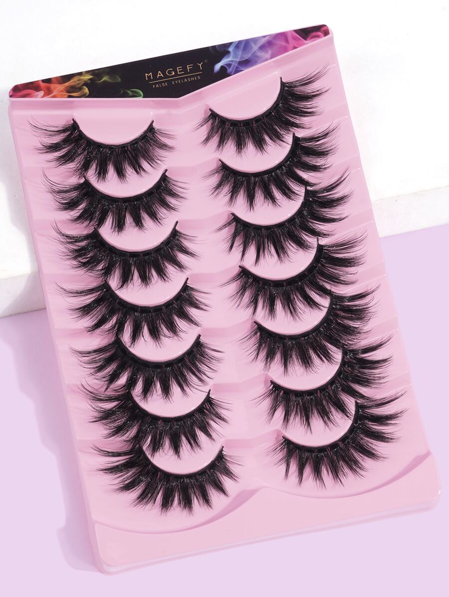 MAGEYF 7 Pairs Of Natural Full False Eyelashes,Fluffy Slim For Everyday ...