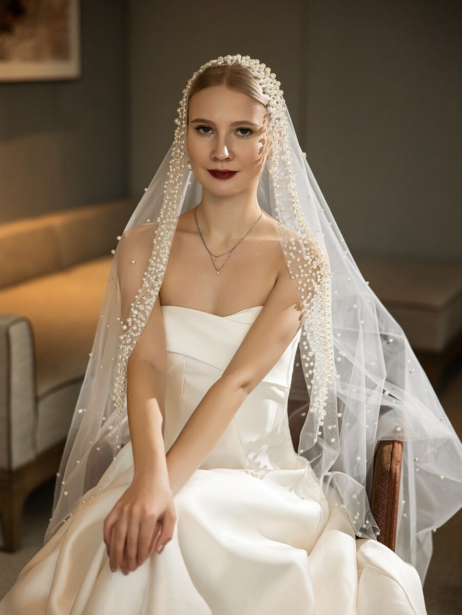 Faux Pearl Decor Elegant Bridal Veil For Wedding | SHEIN UK