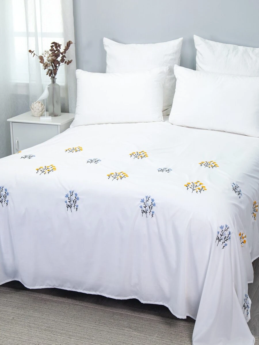 Floral Embroidered Flat Sheet | SHEIN USA