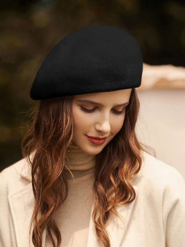 Boina 100% lana con diseño de perla artificial | Moda de Mujer | SHEIN ...