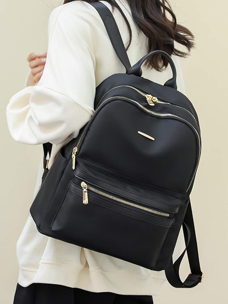 Women's Versatile Solid Color Quilted Shoulder Casual Large Backpack ...