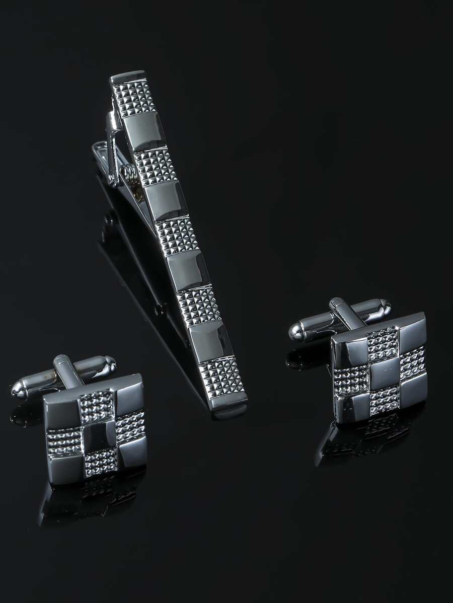 3pcs/Set Stylish Men's Premium Cufflink And Tie Clip Set | SHEIN USA