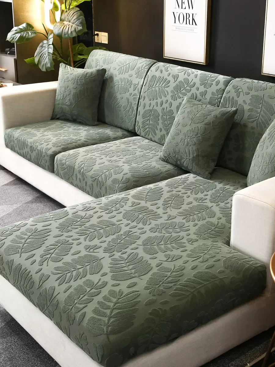 1pc Leaf Jacquard Stretchy Sofa Seat Cover, Modern Sofa Seat Dust Cover For Home Decor | SHEIN USA
