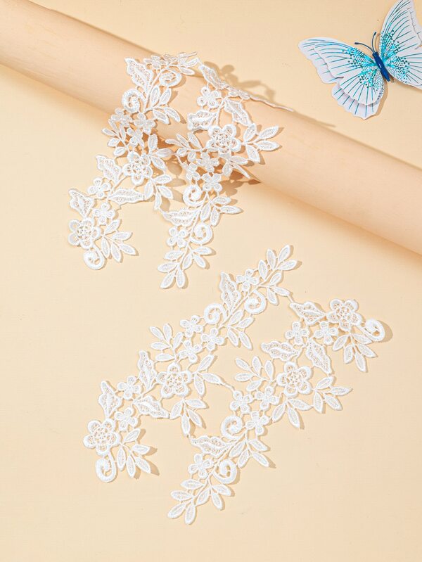 1pair Floral Embroidered DIY Webbing Lace | SHEIN USA