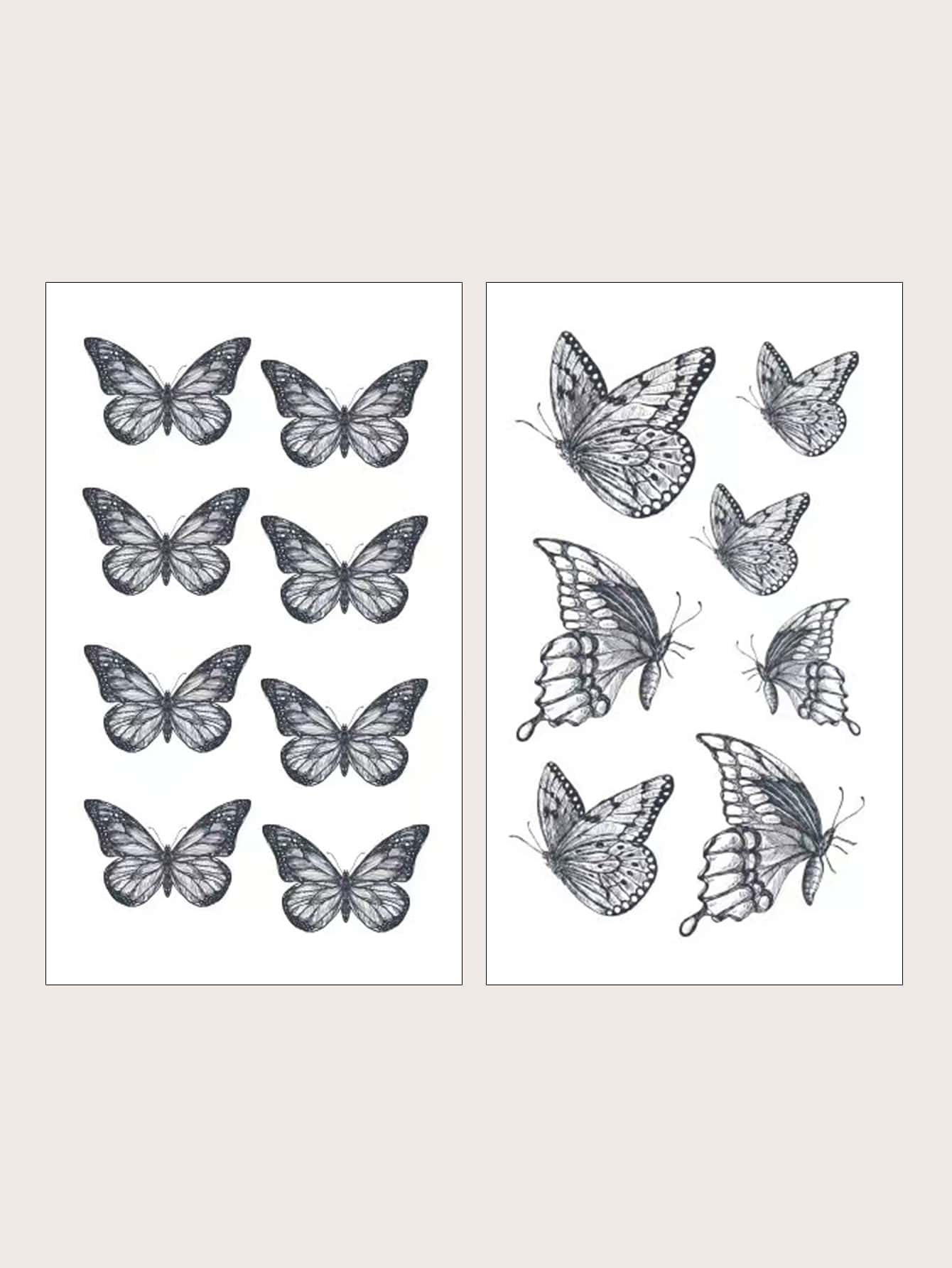 (2 Sheets/set) Butterfly Temporary Tattoo Sticker Waterproof Long ...