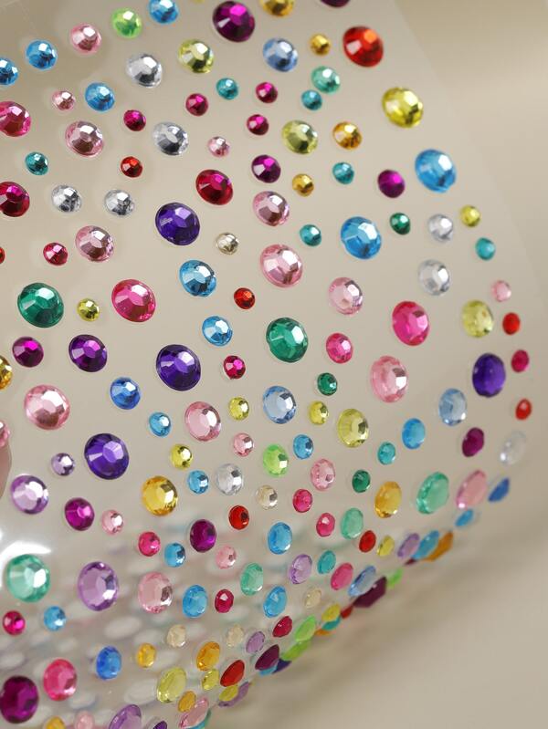 1 Sheet Of Multisize Silver/white/pink/colorful 3d Imitation Gemstone ...