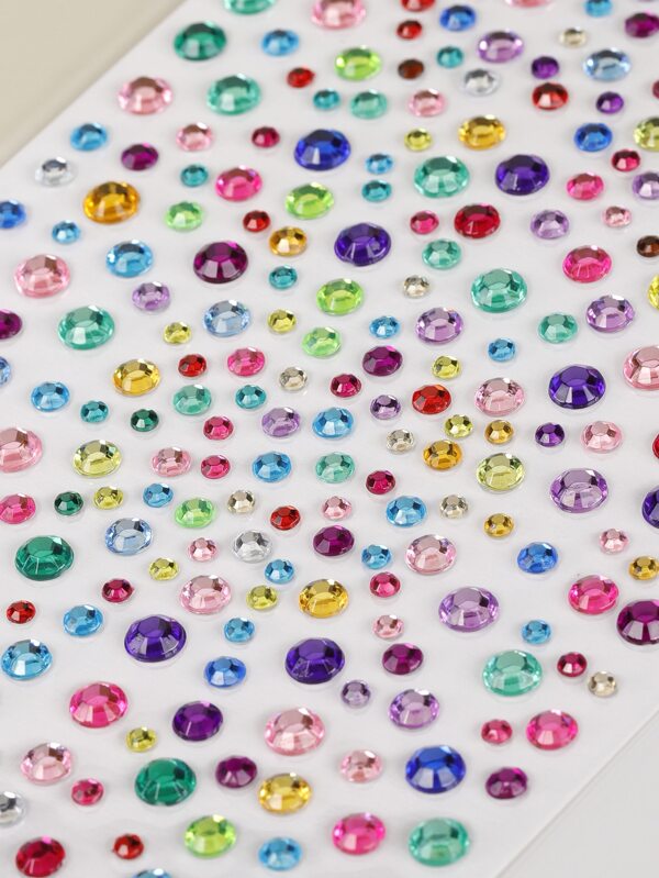 1 Sheet Of Multisize Silver/white/pink/colorful 3d Imitation Gemstone ...